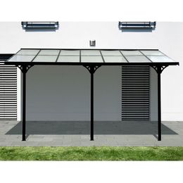 Aluminium Terassenüberdachung mit Doppelstegplatten Bruce schwarz 435 x 300 x 225-270 cm (l x b x h) - WESTMANN