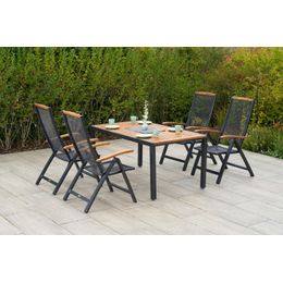 Garten-Essgruppe Merxx "Tilos" Sitzmöbel-Sets grau (graphit, natur) Outdoor Möbel