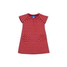 Finkid A-Linien-Kleid Finkid Marja Kleid Kurzarm Beet Red/Rose 100/110 Kurzarm Kleid rosa rot gestreift in angenehmer Bambus Jersey Qualität