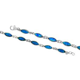 Armband Vivance "925/- Sterling Silber Opal blau" Armbänder Gr. 18,5 + 1cm, Silber 925 (Sterlingsilber), weiß (weiß, blau) Damen Armbänder Silber