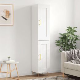 MAISONCHIC Sideboard Wohnzimmer-Anrichte,Highboard Hochglanz-Weiß 34,5x34x180 cm Holzwerkstoff FSW57983