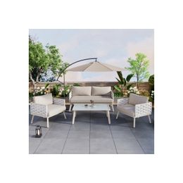 FUROKOY Gartenlounge-Set Gartenmöbel Sofa 4-Sitzer mit Tisch &Kissen