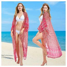 UE Stock Strandkleid Kimono Cardigan Sommer Strandkleid Lang Chiffon Poncho Bikini Tunika One size