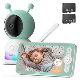 Boifun Babyphone Babyphone mit Kamera 2K/3MP 5 Zoll WLAN Video Babyfon mit App