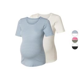 Esmara® Damen Umstands-T-Shirts, 2 Stück, in modischer Ripp-Qualität
