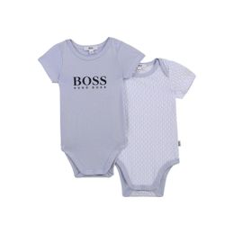 BOSS Kurzarmwickelbody HUGO BOSS Baby Bodyset zweiteilig hellblau mit Logo Details