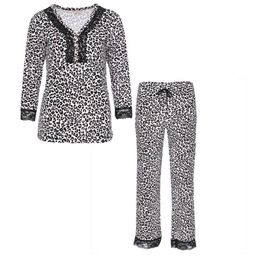 Pure Shape Pyjama Shirt & Hose elastisch mit Spitzendetails und Kontrastnaht