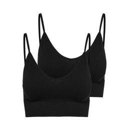 Only Shirttop Top Oberteil Spaghetti Bustier Bralette Nahtlos 2er Pack (2-tlg) 3919 in Schwarz