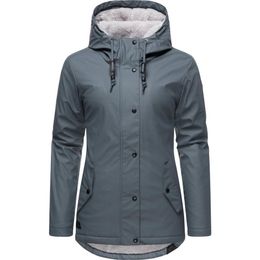 Ragwear Regenjacke Marge warm gefütterter Damen Winter Regenmantel, grau