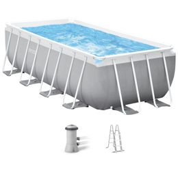 Framepool Intex "PrismFrame" Schwimmbecken Gr. B/H/L: Breite 200 cm x Höhe 122 cm x Länge 400 cm, 8418 l, grau (grau, blau) Frame-Pools