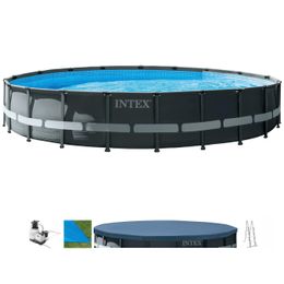 Framepool Intex "Ultra XTR Frame" Schwimmbecken Gr. Ø/B/H/L: 610 cm x Breite Höhe 122 cm x Länge, 30079 l, grau (grau, blau) Frame-Pools