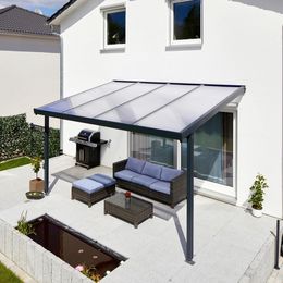 Terrassendach Gutta "Premium" Terrassenüberdachungen Gr. B/H/T: 410,2 cm x 300 cm x 306 cm, einbrennlackiert, grau (anthrazit) Überdachungen