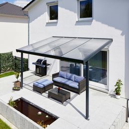Terrassendach Gutta "Premium" Terrassenüberdachungen Gr. B/H/T: 410,2 cm x 300 cm x 306 cm, einbrennlackiert, grau (anthrazit) Überdachungen