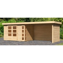 Gartenhaus Karibu "Kerko 4" Gartenhäuser Gr. ohne Fußboden, Rückwand-Seitenwand, ohne Dacheindeckung, beige (naturbelassen) Gartenhäuser aus Holz