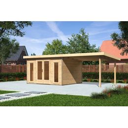 Gartenhaus Karibu "Rabensee 2 SET" Gartenhäuser Gr. ohne Fußboden, beige (naturbelassen) Gartenhäuser aus Holz