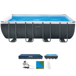 Framepool Intex "Ultra XTR Frame" Schwimmbecken Gr. B/H/L: Breite 274 cm x Höhe 132 cm x Länge 549 cm, 17203 l, grau (grau, blau) Frame-Pools