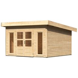 Gartenhaus Karibu "Perlsee 5" Gartenhäuser Gr. ohne Fußboden, ohne Dacheindeckung, beige (naturbelassen) Gartenhäuser aus Holz