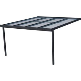 Terrassendach Gutta "Premium" Terrassenüberdachungen Gr. B/H/T: 410,2 cm x 300 cm x 406 cm, einbrennlackiert, grau (anthrazit) Überdachungen