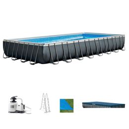 Framepool Intex "Ultra XTR Frame" Schwimmbecken Gr. B/H/L: Breite 488 cm x Höhe 132 cm x Länge 975 cm, 54368 l, grau (grau, blau) Frame-Pools