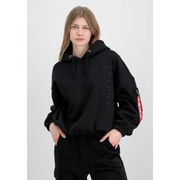 Hoodie Alpha Industries "ALPHA Women - Hoodies EMB OS Hoody wmn" Gr. M, schwarz (black) Damen Sweatshirts -jacken