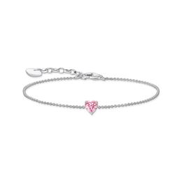 Thomas Sabo Armband mit pinkfarbenem Zirkonia-Herz Silber