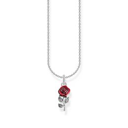 Thomas Sabo Kette mit rotem Rosen-Anhänger Silber