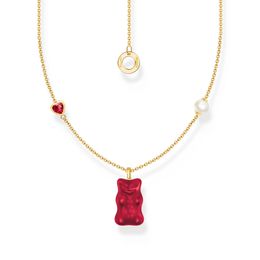 Thomas Sabo Kette mit rotem Goldbären-Anhänger, Herz und Perle vergoldet