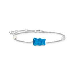 Thomas Sabo Armband mit blauem Goldbären, Perle und Stein Silber