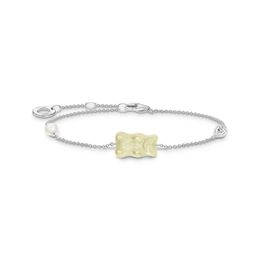 Thomas Sabo Armband mit weißem Goldbären, Perle und Stein Silber
