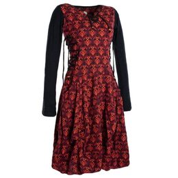 Vishes Jerseykleid Jersey-Kleid Blumenkleid Schnürung V-Ausschnitt Party-