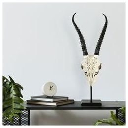 Antilopen Kopf Stand Figur Wohn Zimmer Dekoration Kunstharz Schädel schwarz weiß Boltze 1009958