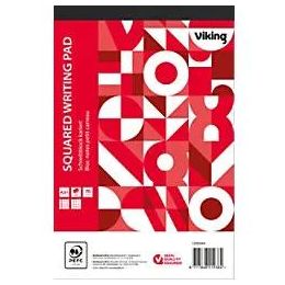 Viking Notizblock DIN A5+ Kariert Geheftet Oben gebunden Papier Softcover Rot Nicht gelocht 200 Seiten 5 Stück