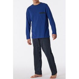 Schiesser Pyjama Comfort Nightwear (2 tlg) Herren Schlafanzug mit Bündchen