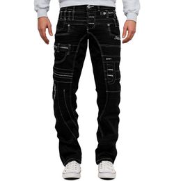 KOSMO LUPO 5-Pocket-Jeans Auffällige Herren Hose BA-KM020-1 Schwarz W29/L32 (1-tlg) mit aufgesetzten Applikationen