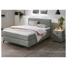 Boxspringbett Inosign ""Alinas" OTTOs Choice Topseller, inkl. Topper" Komplettbetten Gr. Strukturstoff, Liegefläche B/L: 140cm x 200cm, Gewicht bis: 85 kg H2, Bonnell-Federkernmatratze, grau (dunkelgrau 369/19) erhältlich in unterschiedlichen Breiten und Farbvarianten