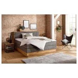 Boxspringbett Home Affaire "Cavan" Komplettbetten Gr. Microfaser Topper Basic, Liegefläche B/L: 180 cm x 200 cm, Gewicht bis: 80 kg + 80 kg H2 + H2, 7-Zonen-Tonnentaschen-Federkernmatratze, grau (anthracite) Boxspringbett Eiche, inkl. Bettkasten & Topper, verschiedene Härtegrade (auch H4)