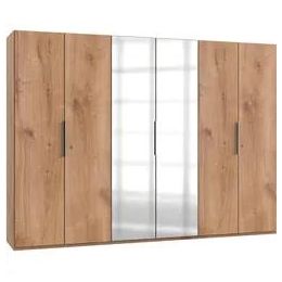 Kleiderschrank wimex "Level by fresh to go", braun (plankeneichefarben), B:300cm H:216cm T:58cm, Schränke, mit Spiegeltüren