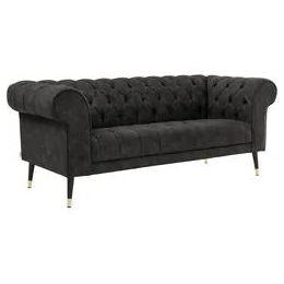 Guido Maria Kretschmer Home & Living Chesterfield-Sofa GUIDO MARIA KRETSCHMER HOME & LIVING "Tinnum" Sofas Gr. B/H/T: 195cm x 77cm x 87cm, Luxus-Microfaser, grau (anthrazit)