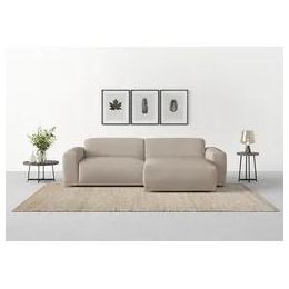 Ecksofa Trendmanufaktur "Braga, mit hochwertigem Kaltschaum, L-Form, in Cord erhältlich" Sofas Gr. B/H/T: 255cm x 72cm x 160cm, Struktur fein JOIZ, Recamiere rechts, grau (taupe) modernes Sofa, Couch mit hohem Sitzkomfort, 25572160 cm (BHT)