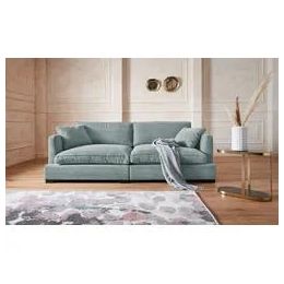 Guido Maria Kretschmer Home & Living Big-Sofa GUIDO MARIA KRETSCHMER HOME & LIVING "Annera" Sofas Gr. B/H/T: 266cm x 80cm x 109cm, Struktur fein, grün (mint) weicher Sitzkomfort, mit extra tiefen Sitzflächen, Füllung Federn