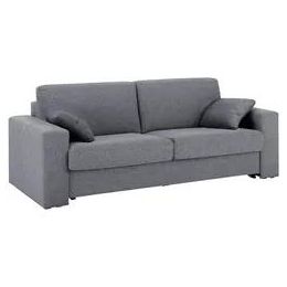 Schlafsofa Home Affaire "Roma Matratzenhöhe 14 cm" Sofas Gr. B/H/T: 220cm x 85cm x 100cm, Struktur fein, Breite 220cm, grau (dunkelgrau) Dauerschlaffunktion, mit Unterfederung, Lattenrost, Matratze