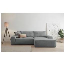 Ecksofa Home Affaire "SHERWOOD Schlafsofa 267 cm, L-Form" Sofas Gr. B/H/T: 267 cm x 85 cm x 167 cm, Cord, Recamiere rechts, grau (anthrazit) Schlaffunktion mit Bettkasten (210x136 cm), Cord, Vintage, Samtvelours