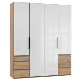 Kleiderschrank WIMEX "Level by fresh to go" Schränke Gr. B/H/T: 200cm x 236cm x 58cm, 4 St., braun (plankeneichefarben/weißglas) Drehtürenschrank Kleiderschrank Schränke mit vollflächigen Glastüren