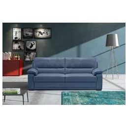 2,5-Sitzer Egoitaliano "Doris, modernes Designersofa, Ledersofa mit erstklassiger Sitzqualität" Sofas Gr. B/H/T: 192cm x 90cm x 93cm, Leder BULL, blau (tide) edle Detailverarbeitung, perfekte Polsterung, aus hochwertigem Leder