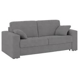 Schlafsofa Home Affaire "Roma Matratzenhöhe 14 cm" Sofas Gr. B/H/T: 200cm x 85cm x 100cm, Luxus-Microfaser Lederoptik, Breite 200cm, grau (hellgrau) Dauerschlaffunktion, mit Unterfederung, Lattenrost, Matratze