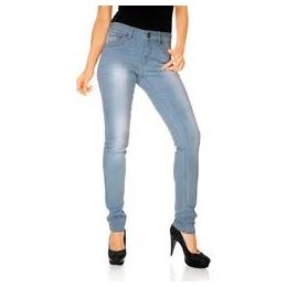 Röhrenjeans Heine Gr. 19, Kurzgrößen, blau (bleached) Damen Jeans