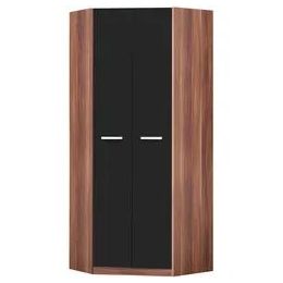 Eckkleiderschrank Priess "Barcelona Kleiderschrank Ecklösung Raumwunder" Schränke Gr. B/H/T: 78cm x 193cm x 78cm, Tiefe Seitenteil 36cm, ohne Beleuchtung, schwarz (nussbaumfarben/schwarz) in 2 Tiefen Schrank Eckschrank Garderobe