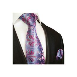 Paul Malone Krawatte Elegante Herren Seidenkrawatte mit Tuch modern floral 100% Seide (Set