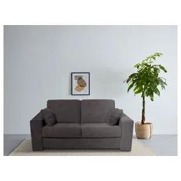 2-Sitzer Home Affaire "Roma Matratzenhöhe 14 cm" Sofas Gr. B/H/T: 180 cm x 85 cm x 95 cm, Luxus-Microfaser Lederoptik, Liegefläche: 123 x 198 cm, schwarz Dauerschlaffunktion, mit Unterfederung, Liegemaße ca 123x198 cm