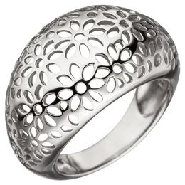Schmuck Krone Silberring Breiter Ring mit Blumen Muster aus 925 Silber